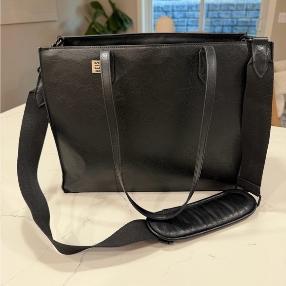 BEIS | Bags | Beis Black Work Tote Shoulder Bag | Poshmark